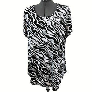 JM Collection | Tops | Jm Collection Black White Animal Print Top Xl ...